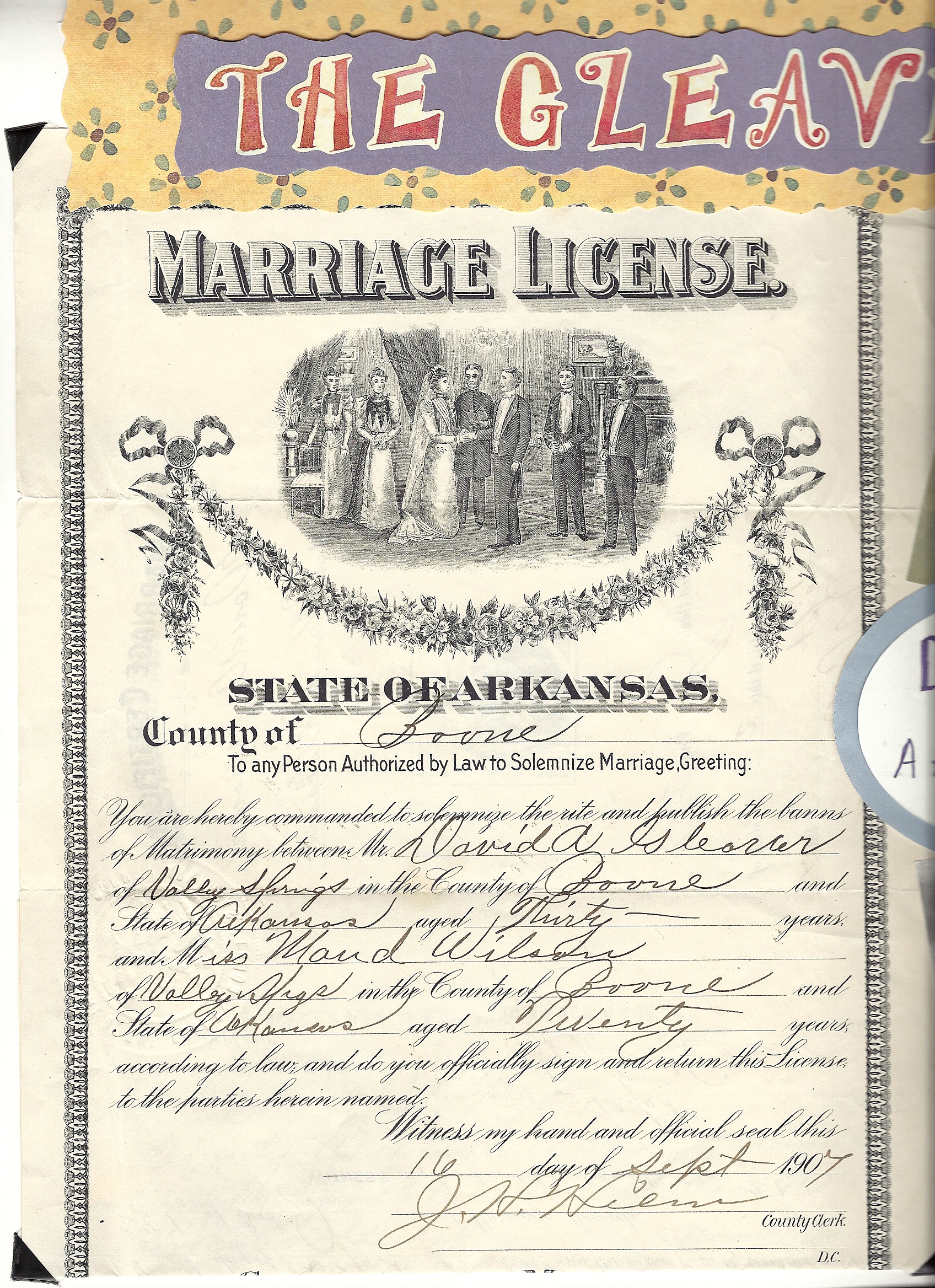 Marriage Certificates - Gleaves Family