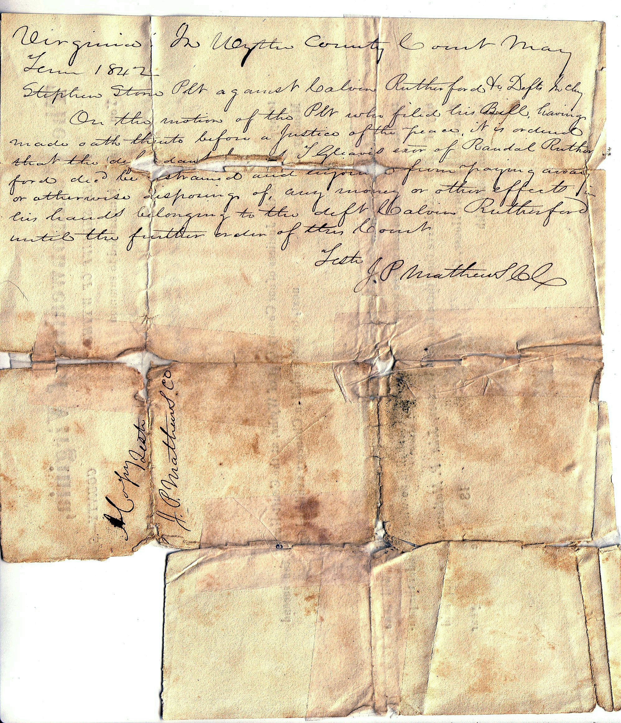 Letters: Summons for Calvin M. Rutherford and James T. Gleaves to ...