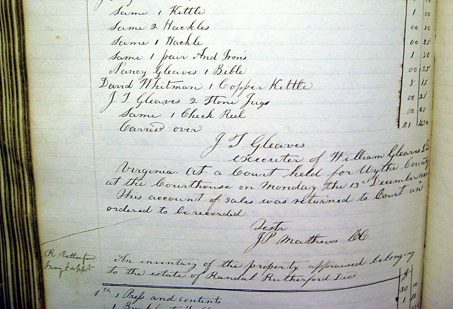 Letters: William Benjamin Gleaves Estate Remaining Property Inventory ...